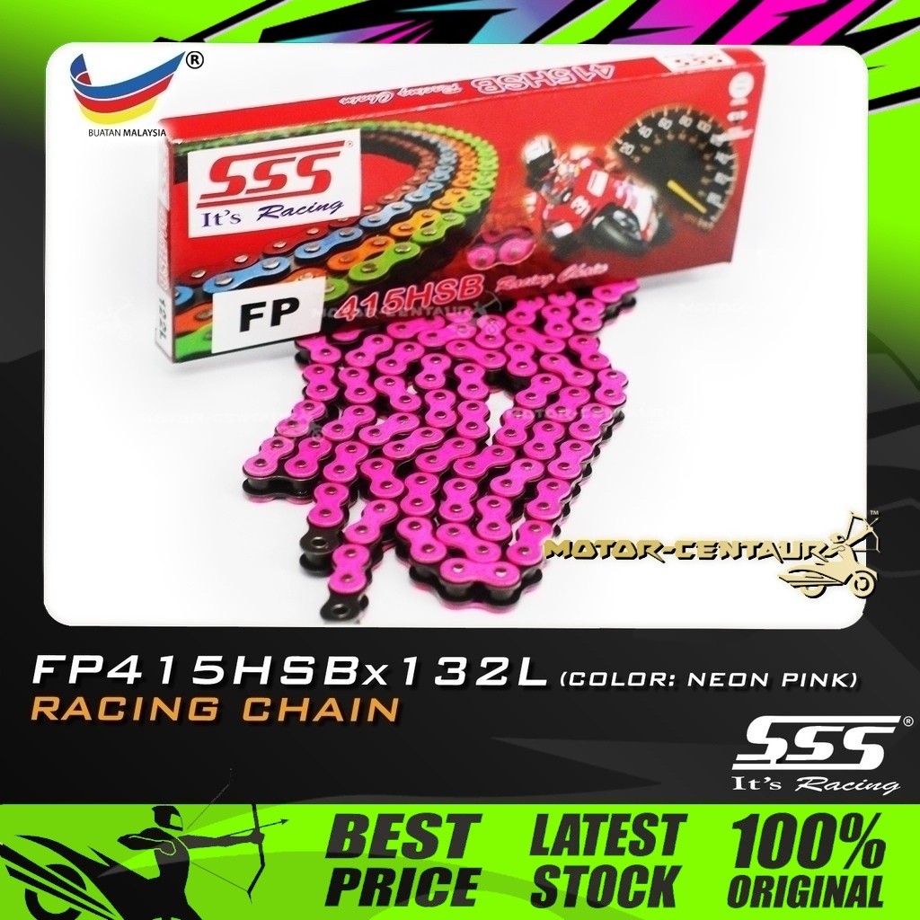 RANTAI MOTOSIKAL SSS RACING CHAIN FP 415HSB X 132L PINK PLATED (OUTER ...