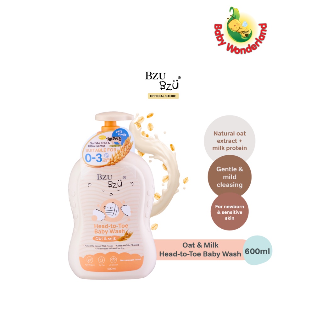 Bzu Bzu Head to Toe Baby Wash Oat & Milk (600ml) | Shopee Malaysia