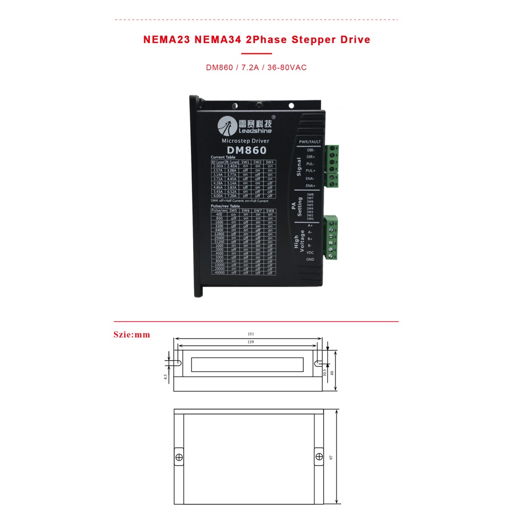 YTH Puraysit Leadshine Driver 2 Phase DMA860H MA860H DM860H DM860 ...