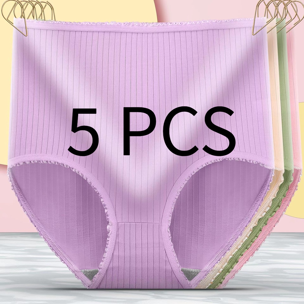 5-Piece Set High-Waist Underwear Women Lace Belly-Narrowing Hip-Lifting ...