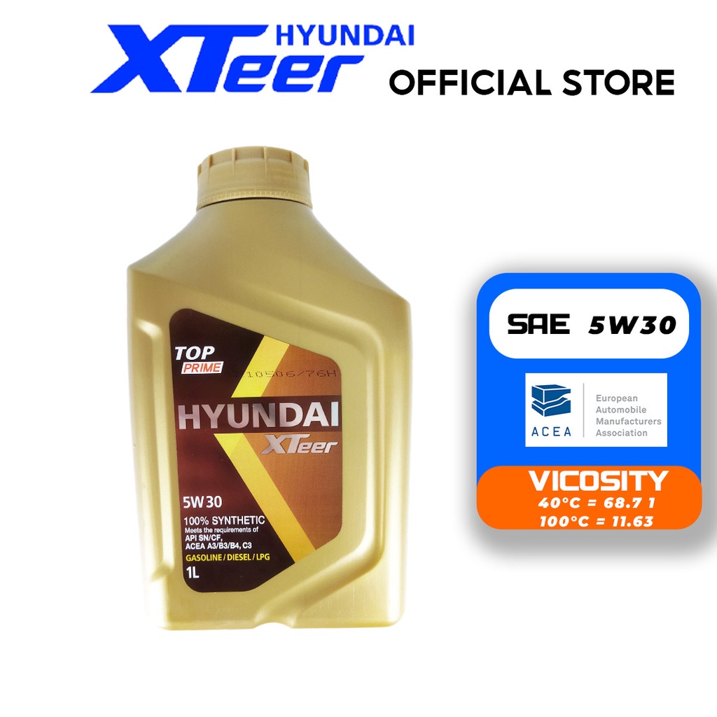 HYUNDAI XTEER TOP PRIME PAO 5W30 0W40 (1L) Fully Synthetic Engine Oil ...
