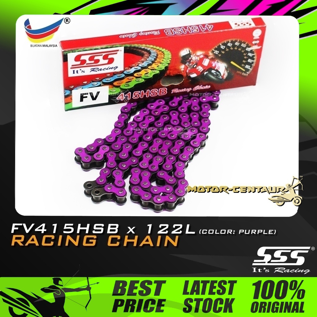 RANTAI MOTOSIKAL SSS RACING CHAIN FV 415HSB X 122L PURPLE/VIOLET PLATED ...