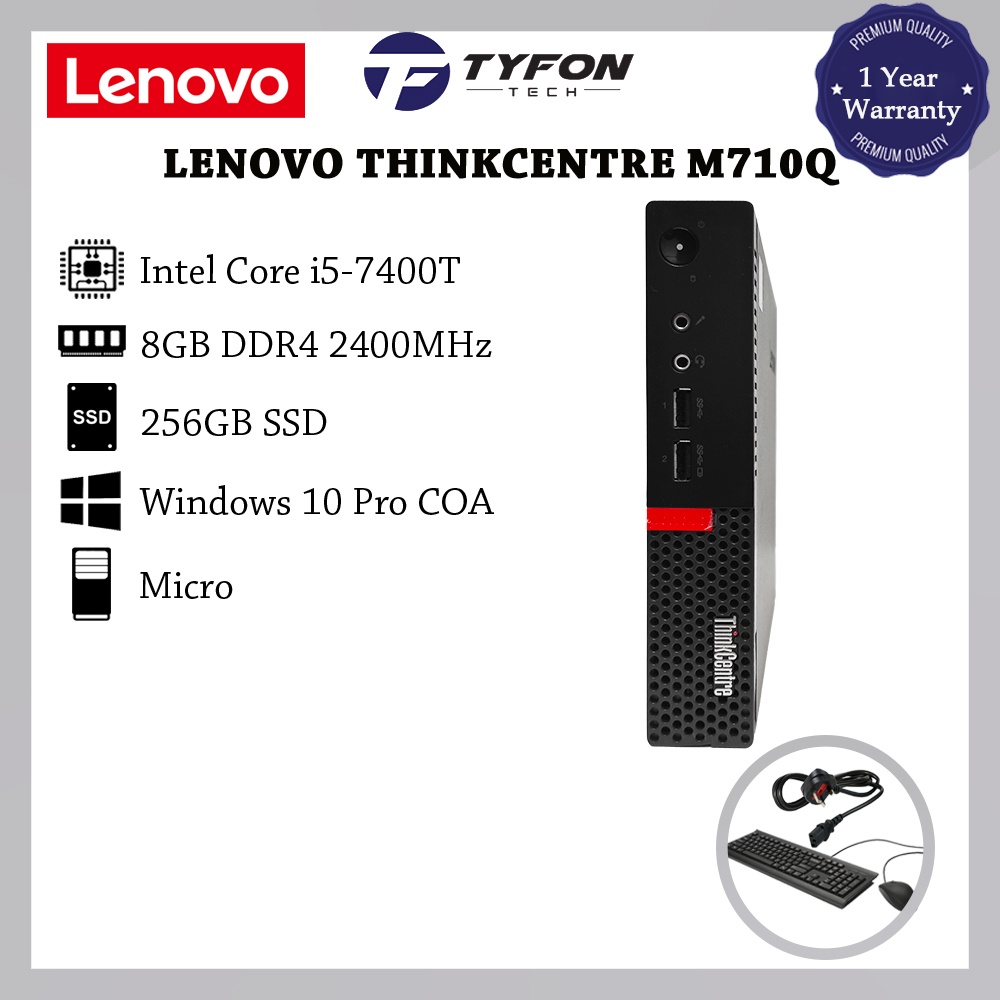 Lenovo ThinkCentre M710q Micro i5-7400T 8GB DDR4 RAM 256GB SSD Win 10 Pro Desktop PC Computer ...