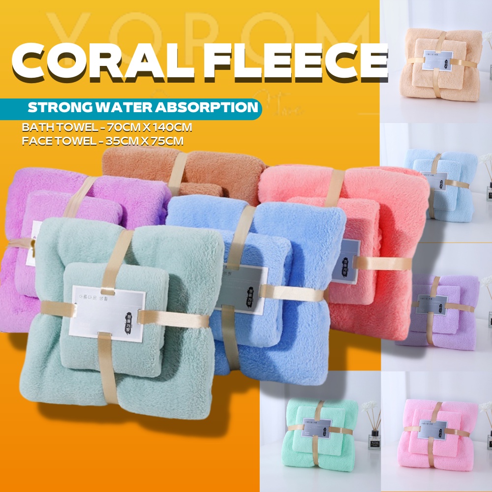Towel 2 In1 Set 】 with Mircofiber Thick Cotton High Absorbent Soft Bath ...