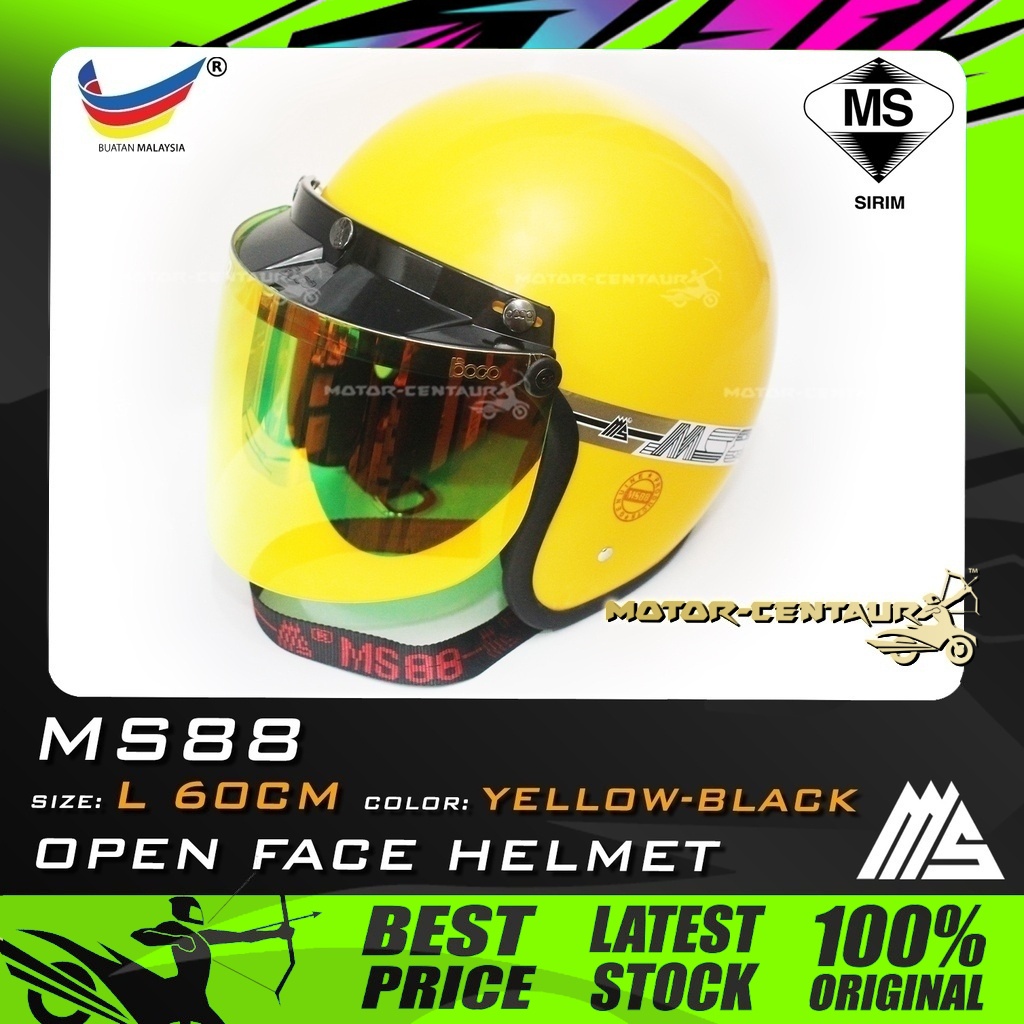 SET KOMBO TOPI KELEDAR MS88 HELMET YELLOW SIZE: L 57CM-59CM (SIRIM ...
