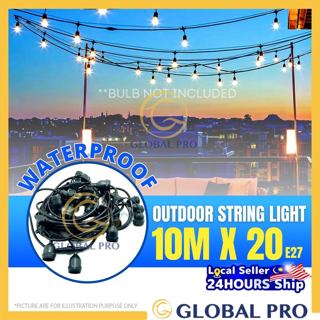 10M X 20 E27 SOCKET Waterproof Flexible Outdoor LED String Lights E27 Bulbs Garden Party Light ...
