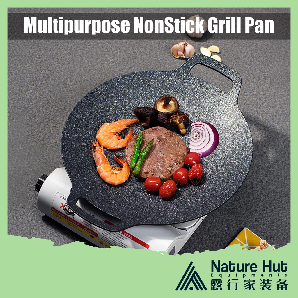 Korean Non Stick Grill Pan Camping Frying Pan Hiking Outdoor BBQ Stove ...