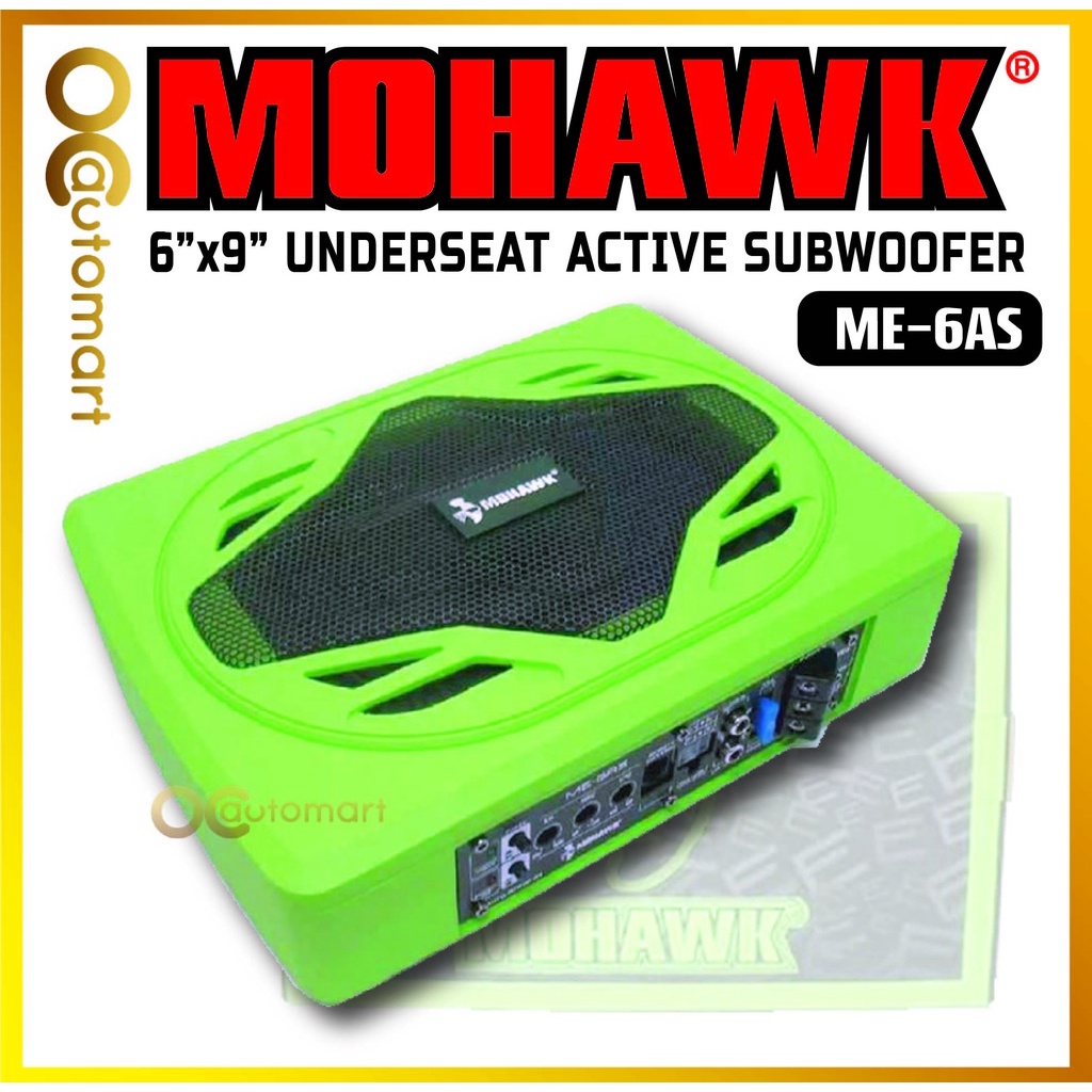 ME-6AS Mohawk 6X9 Active Underseat Powerful Subwoofer Performance Green ...