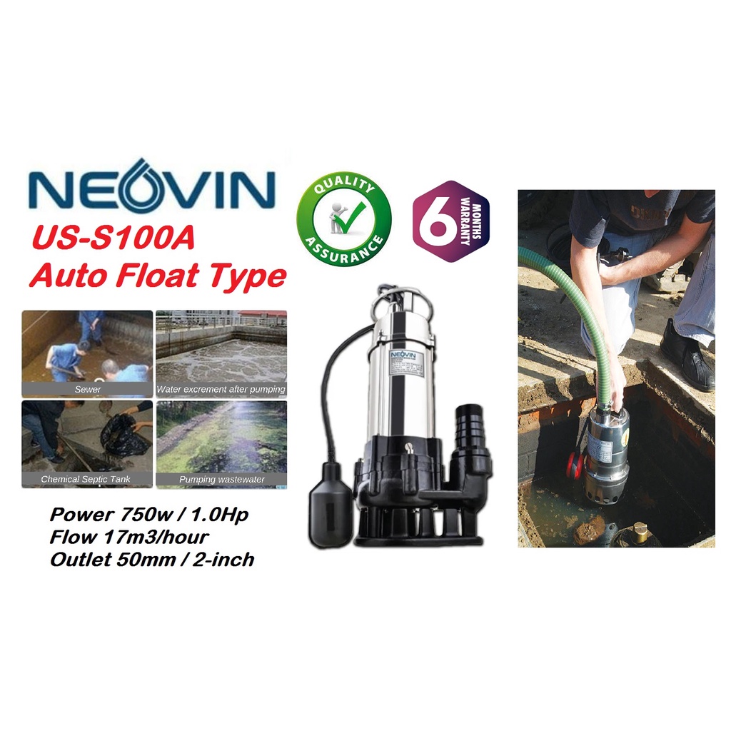 Neovin US-S 1.0Hp / 750w (2-inch) Auto Float Submersible Sewage ...