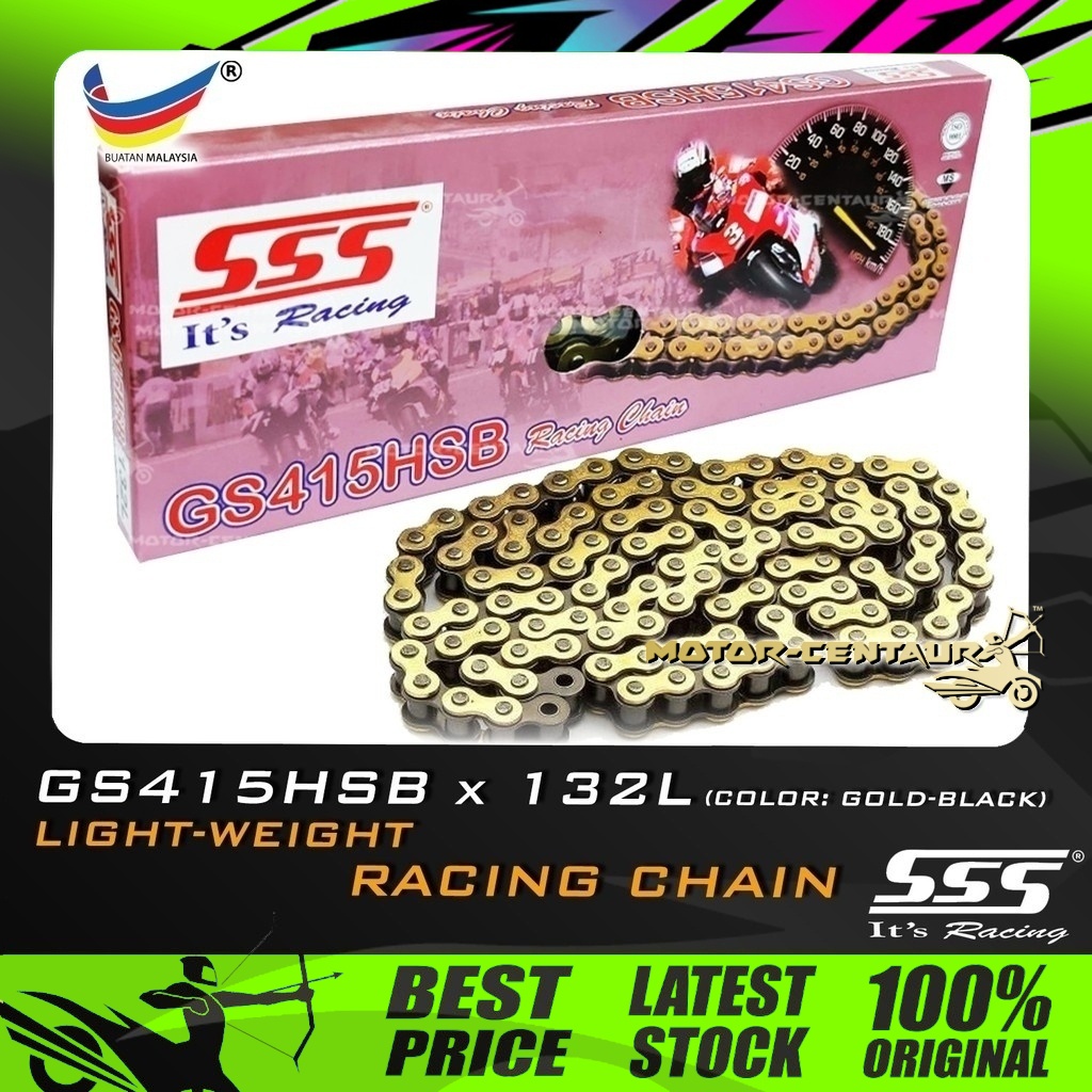 RANTAI SSS RACING CHAIN GS415HSB X 132L GOLD-BLACK GS 415HSB | Shopee ...