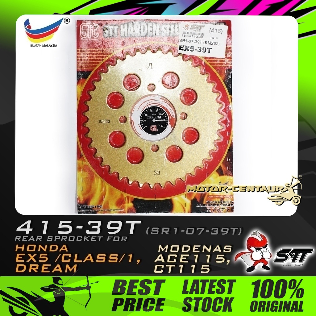 GEGANCU BELAKANG STT HARDEN STEEL REAR SPROCKET (SR1-07-39T) EX5-415 ...