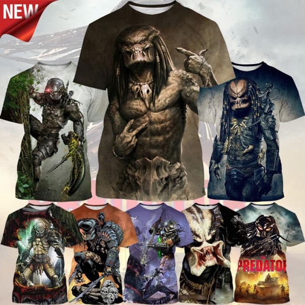 2023 Summer Fashion New Men's T-shirt Movie Predator 3D Printing Short ...