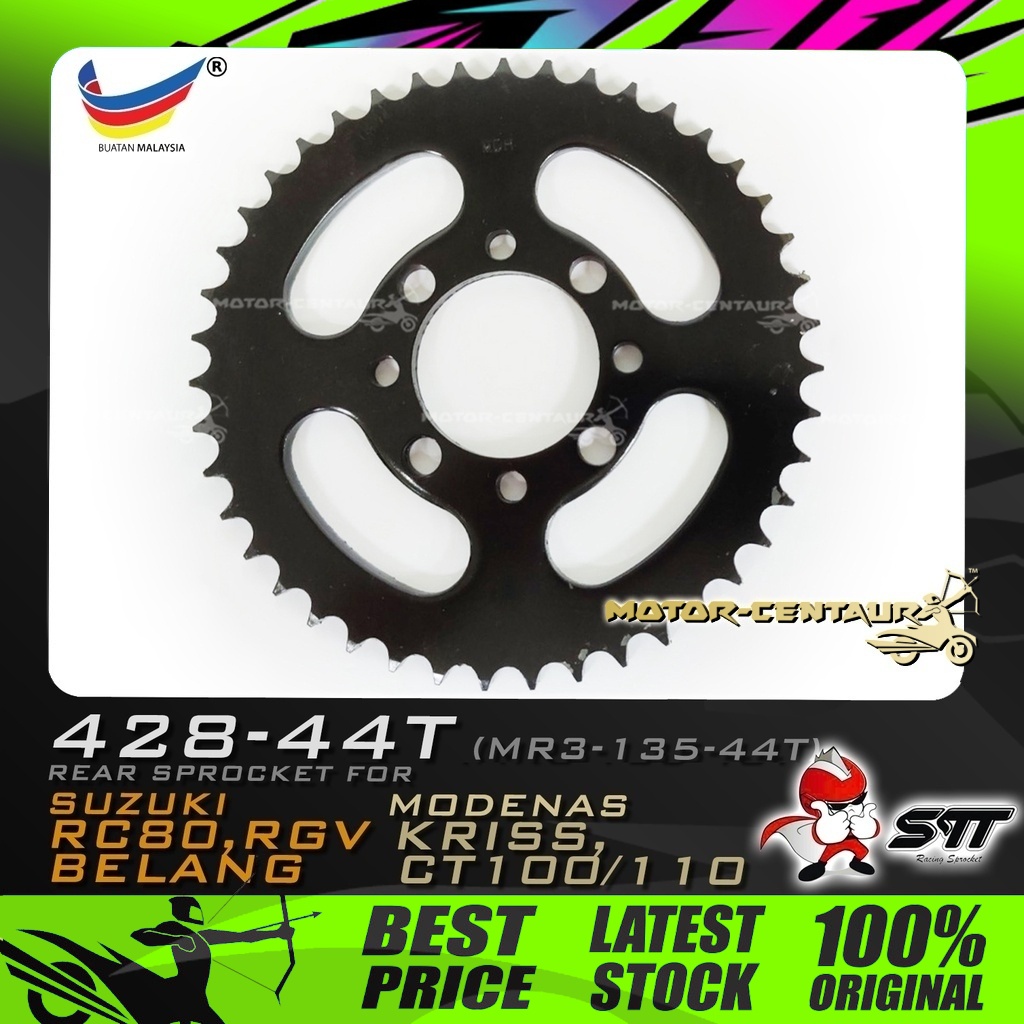 GEGANCU BELAKANG STT STEEL REAR SPROCKET (MR3-135-44T) KRISS/RC80-428 ...