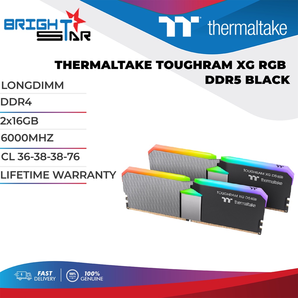 THERMALTAKE TOUGHRAM XG RGB DDR5 BLACK DDR4 2x16GB LONGDIMM DESKTOP RAM ...