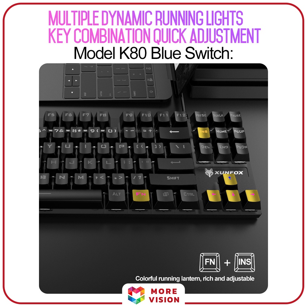 XUNFOX K80 K10 Gaming Mechanical Keyboard USB Luminous RGB Light Color ...