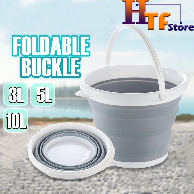 3L/5L/10L Portable Folding Bucket Collapsible Pail Water Container with Handle Car Washing ...
