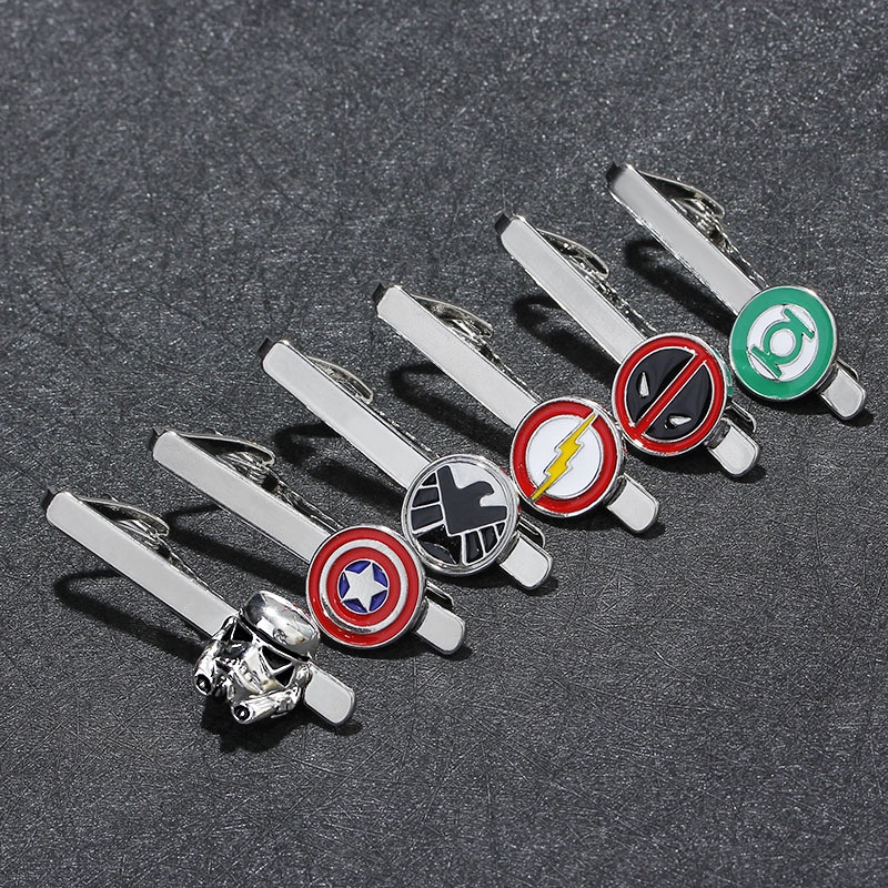 Marvel Superhero Tie Clip Avengers Star Wars Iron Spider Man Neckties ...