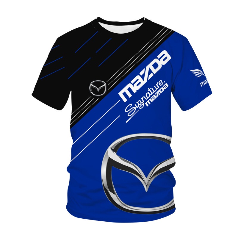 Summer casual fashion men's short sleeved Mazda car logo T-shirt hip ...