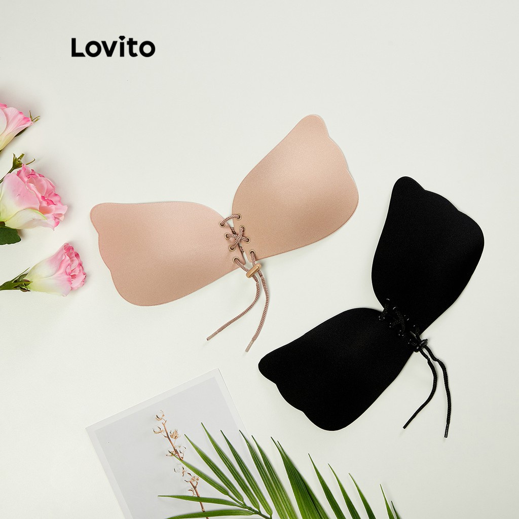 Lovito 2PCS Plain Casual Basic Lace Up Drawstring Design Self Adhesive ...