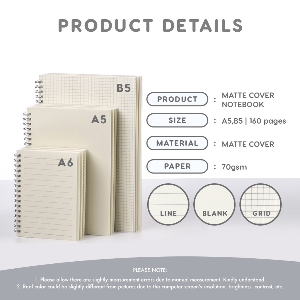Buku Nota A5/B5 Notebook Clear Frosted Spiral Coil Binding Journal ...