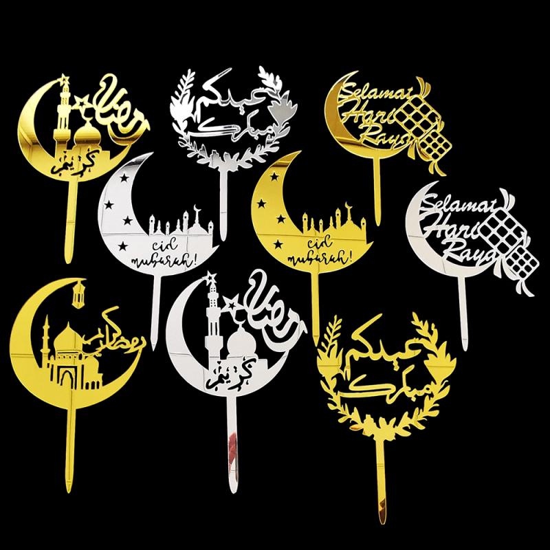 [ready stock] Malay Selamat hari raya eid mubarak arcylic cake topper ...