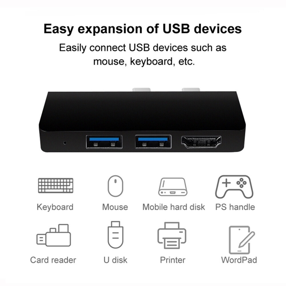 USB C Hub for Microsoft Surface Pro 8 Pro 9 Type C Dock Adapter USB 3.0 ...
