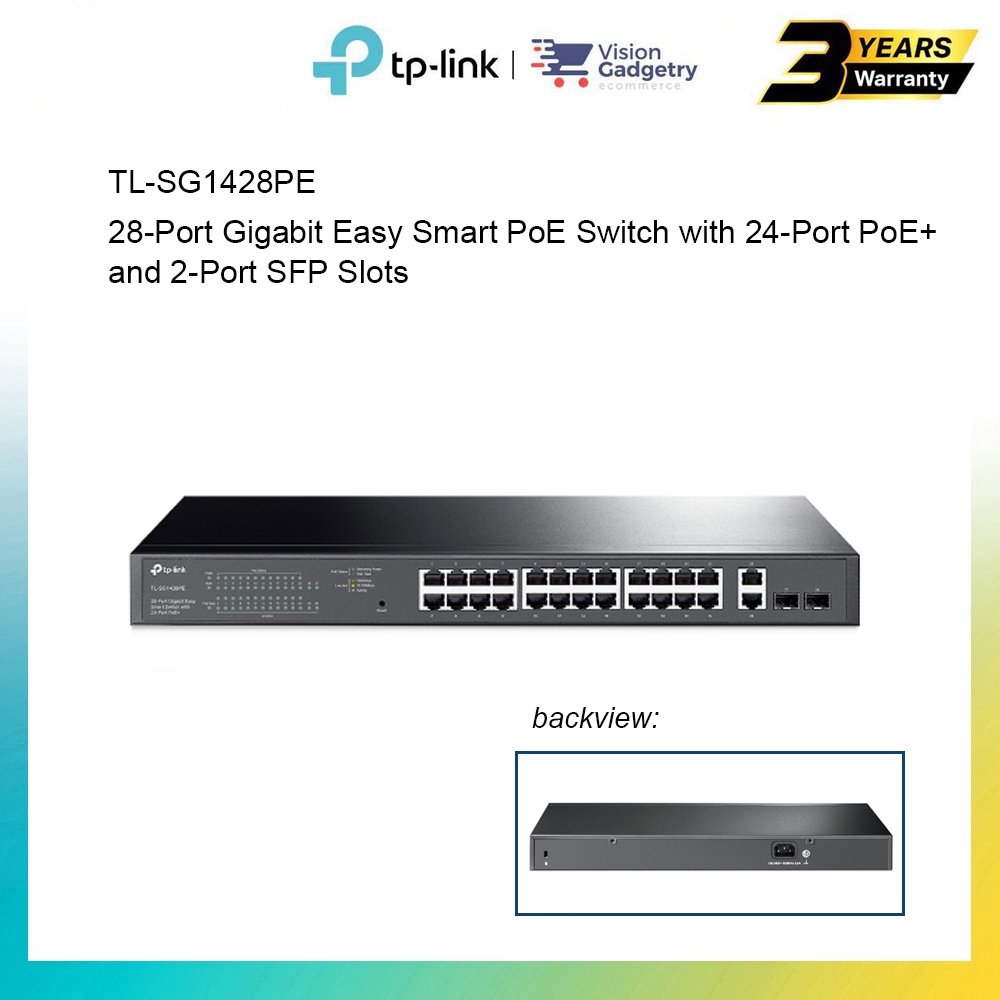 TP-Link TL-SG1428PE 28-Port Gigabit Easy Smart PoE Switch with 24-Port ...