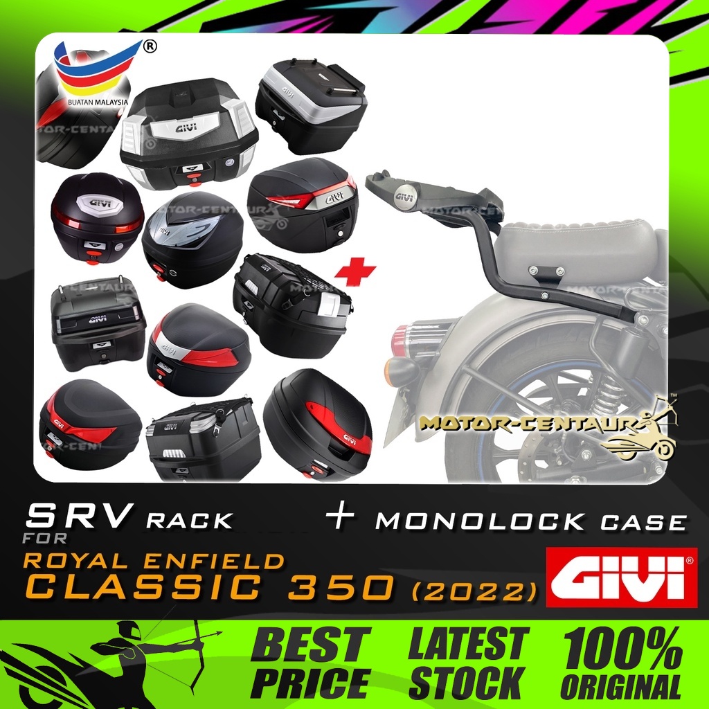 SET KOMBO KOTAK/BOX GIVI B27/B270/B32/B33/B42/B45/E43 TOP CASE + ROYAL ENFIELD CLASSIC 350/500 ...