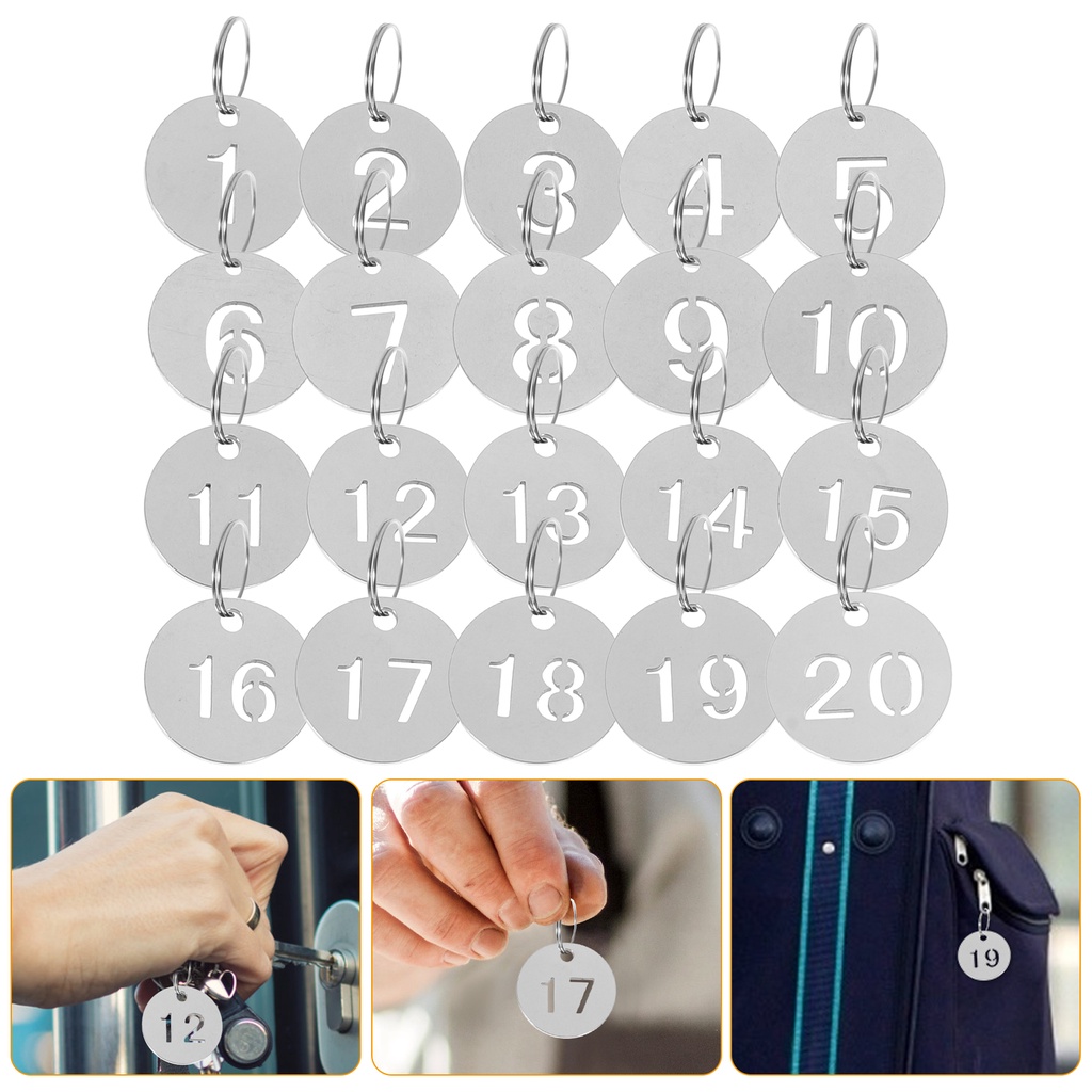 [READY STOCK] 20pcs Metal Luggage Tags Labels Round Round Numbered Tags ...