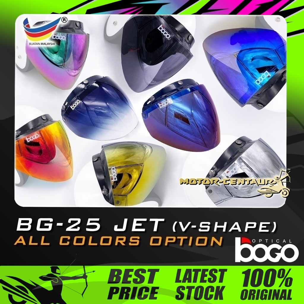BOGO BG-25 JET V-SHAPE (TAJAM) VISOR (ALL CAP/VISOR COLOR OPTIONS) FOR ...