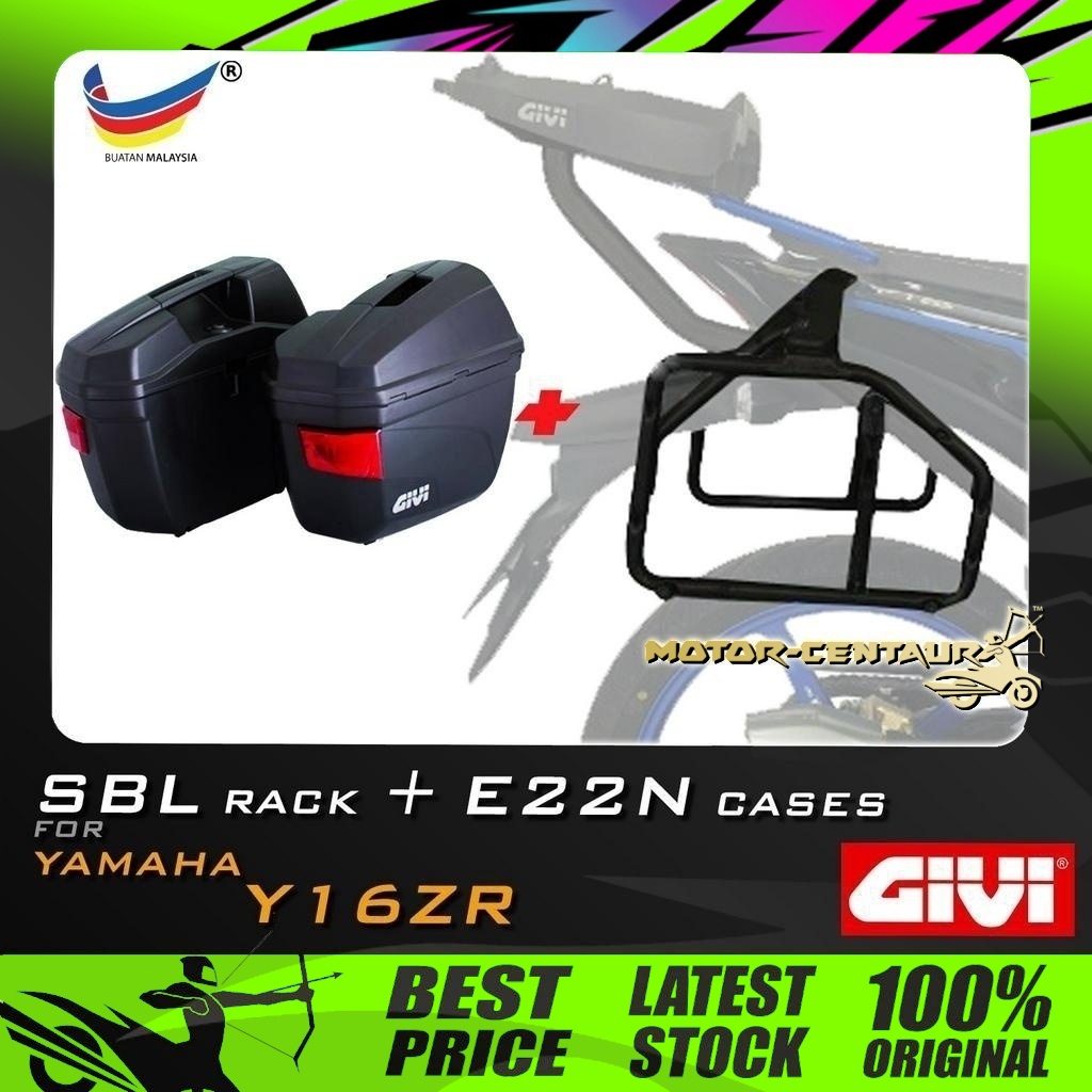 SET KOMBO KOTAK/BOX GIVI E22E22N SIDE CASES + GIVI YAMAHA Y16 Y16ZR SBL ...
