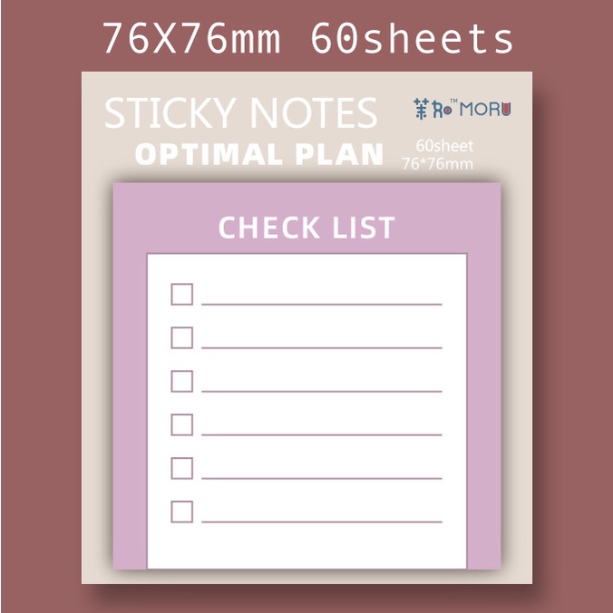 60 Sheets Optimal Plan Sticky Notes Check List Note Weekly Time Table ...