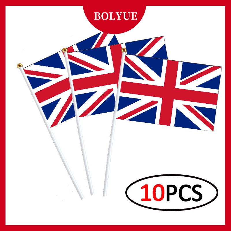 10pcs British flag Union Jack UK bendera negara dua muka bendera goyang ...