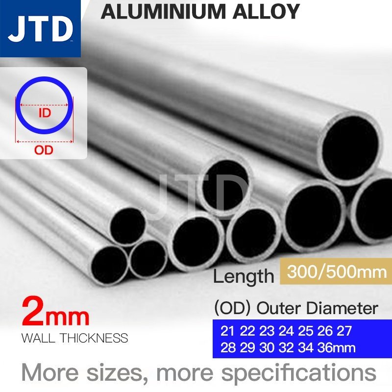 JTD Aluminum tube 2mm wall thickness 300mm 500mm long Aluminium Alloy ...