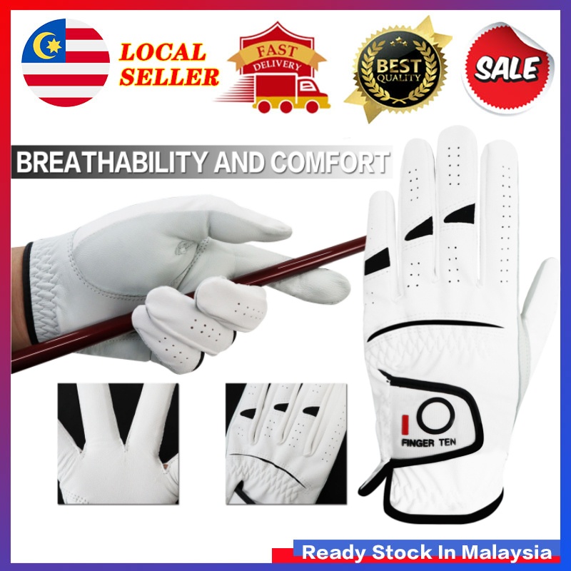 Finger Ten Men’s Golf Gloves Cabretta Leather Anti-slip Particles ...