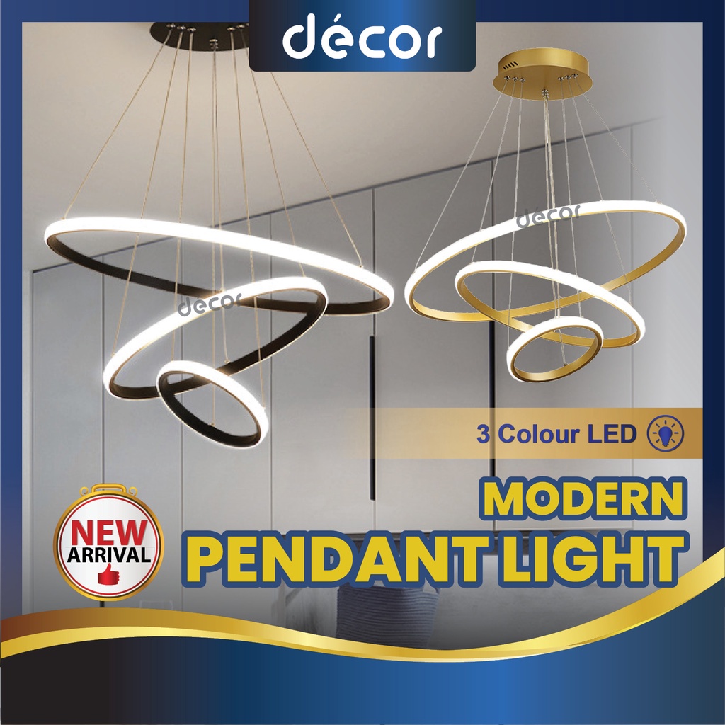 Modern Circle Design Pendant Light 3 Color Ceiling Light Lampu Hiasan ...