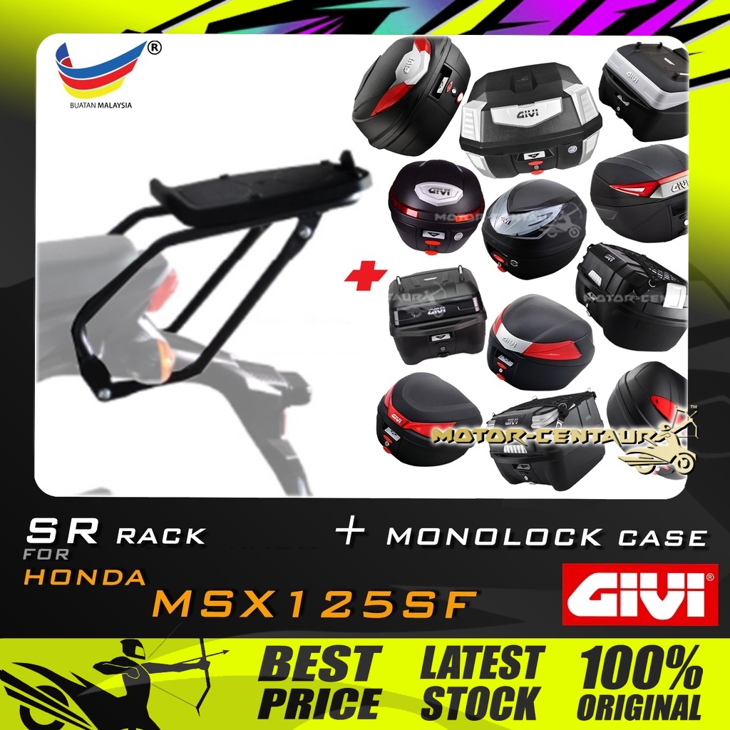 SET KOMBO KOTAK/BOX GIVI B27/B270/B32/B33/B42/B45/E43 TOP CASE + GIVI HONDA MSX125 SF MSX125SF ...