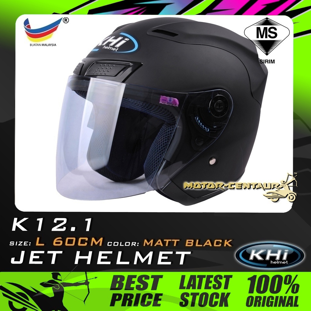 TOPI KELEDAR KHI HELMET K12.1 MATT BLACK L | Shopee Malaysia