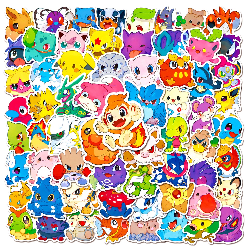 100/50PCS Kawaii Anime Pokemon Stickers Pikachu Cartoon Decals DIY ...