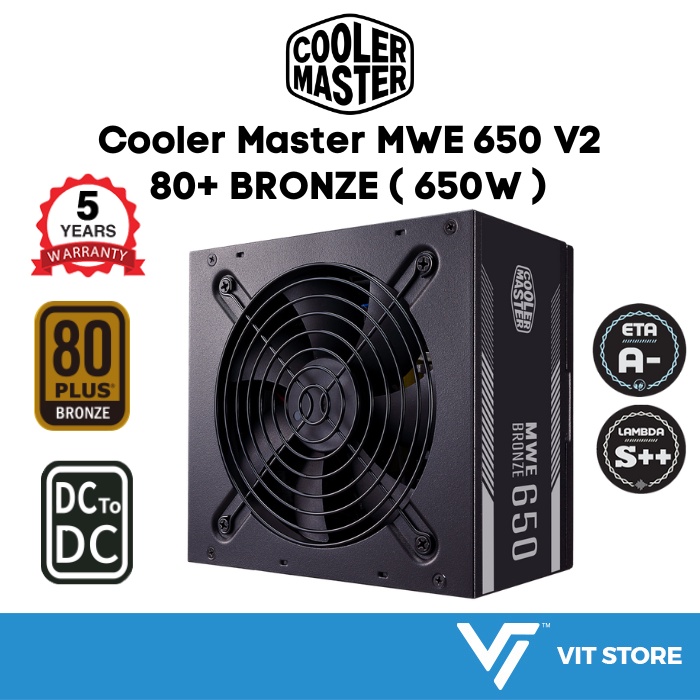 Master Penyejuk MWE Gangsa 650 V2 650W 80+ Gangsa Unit Bekalan Kuasa PSU dengan Kabel Rata ...
