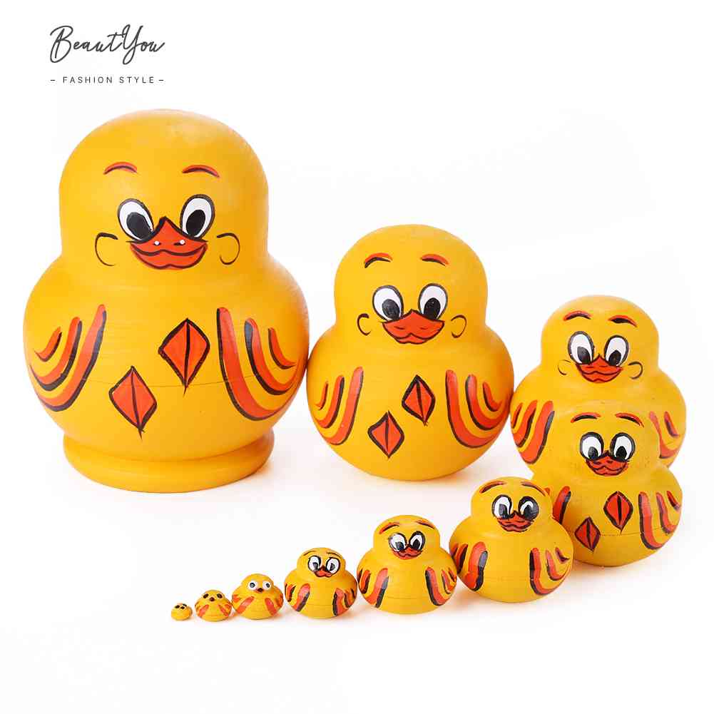 ready stock 10 Layers Russian Nesting Dolls Toys Yellow Duck Matryoshka ...