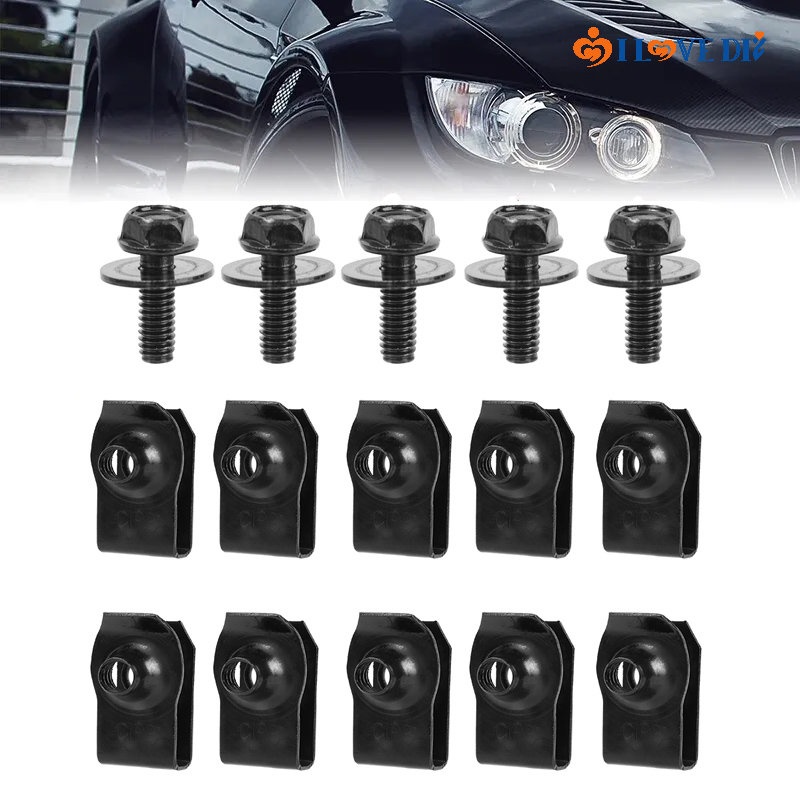 10 Pcs/ Set Durable Anti-corrosion Steel Car Body Fixing Bolts U-nut ...