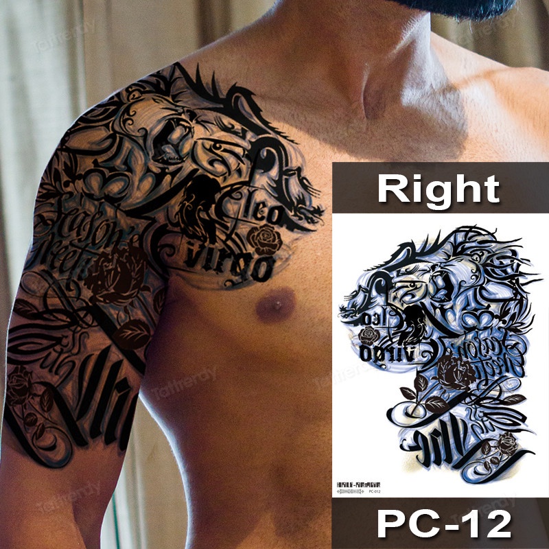 Waterproof Tattoo Sticker Male Half Shoulder Dragon Totem Arm Art Fake ...