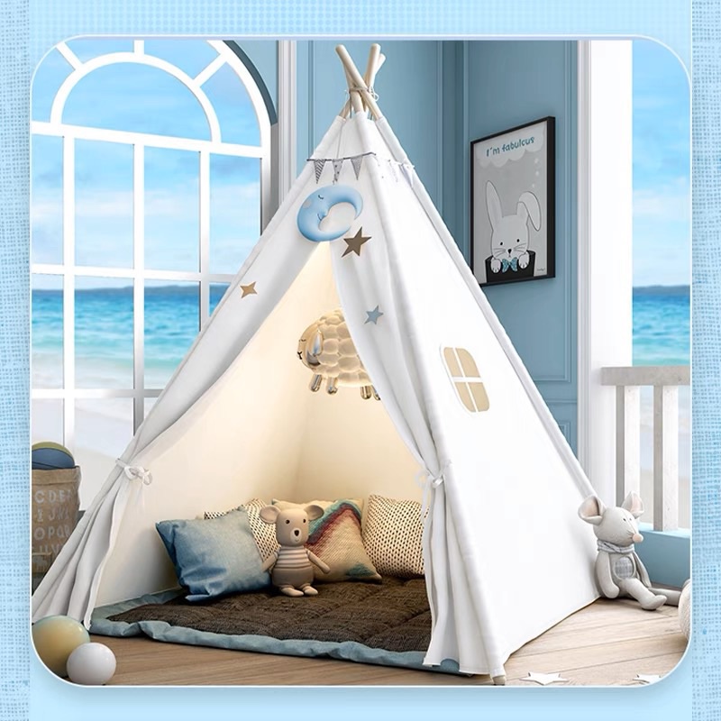 Baby Portable Small Tent Canva Tipi Triangle Foldable Teepee Kids Room ...