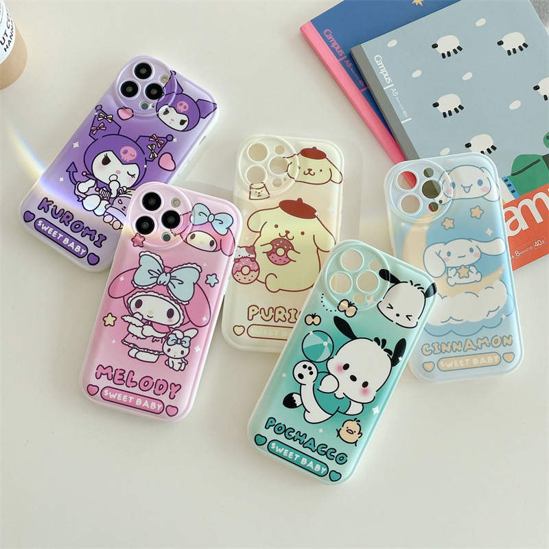 Cartoon Sanrio My Melody Kuromi Patterns 3D Texture Soft Leather Case ...
