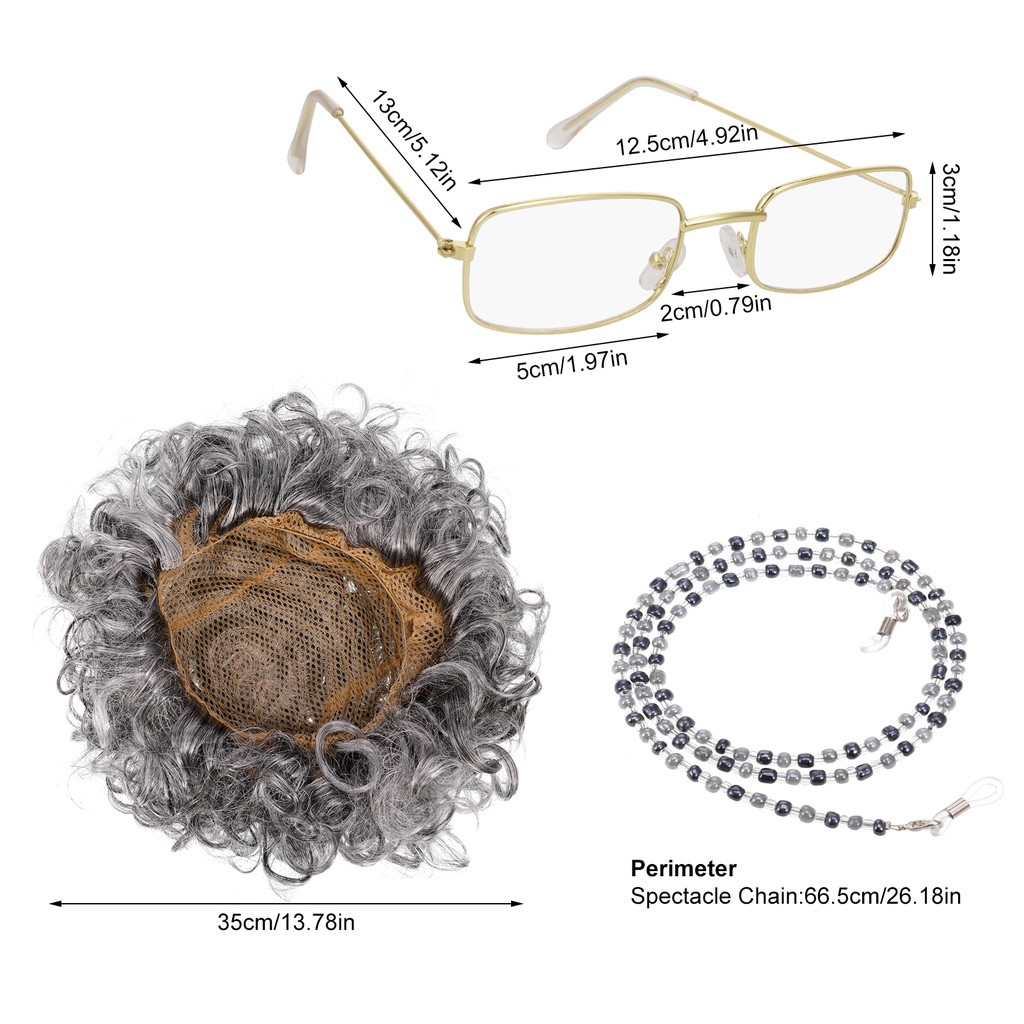 BCF Old Lady Cosplay Set - Grandmother Wig Madea Granny Glasses ...