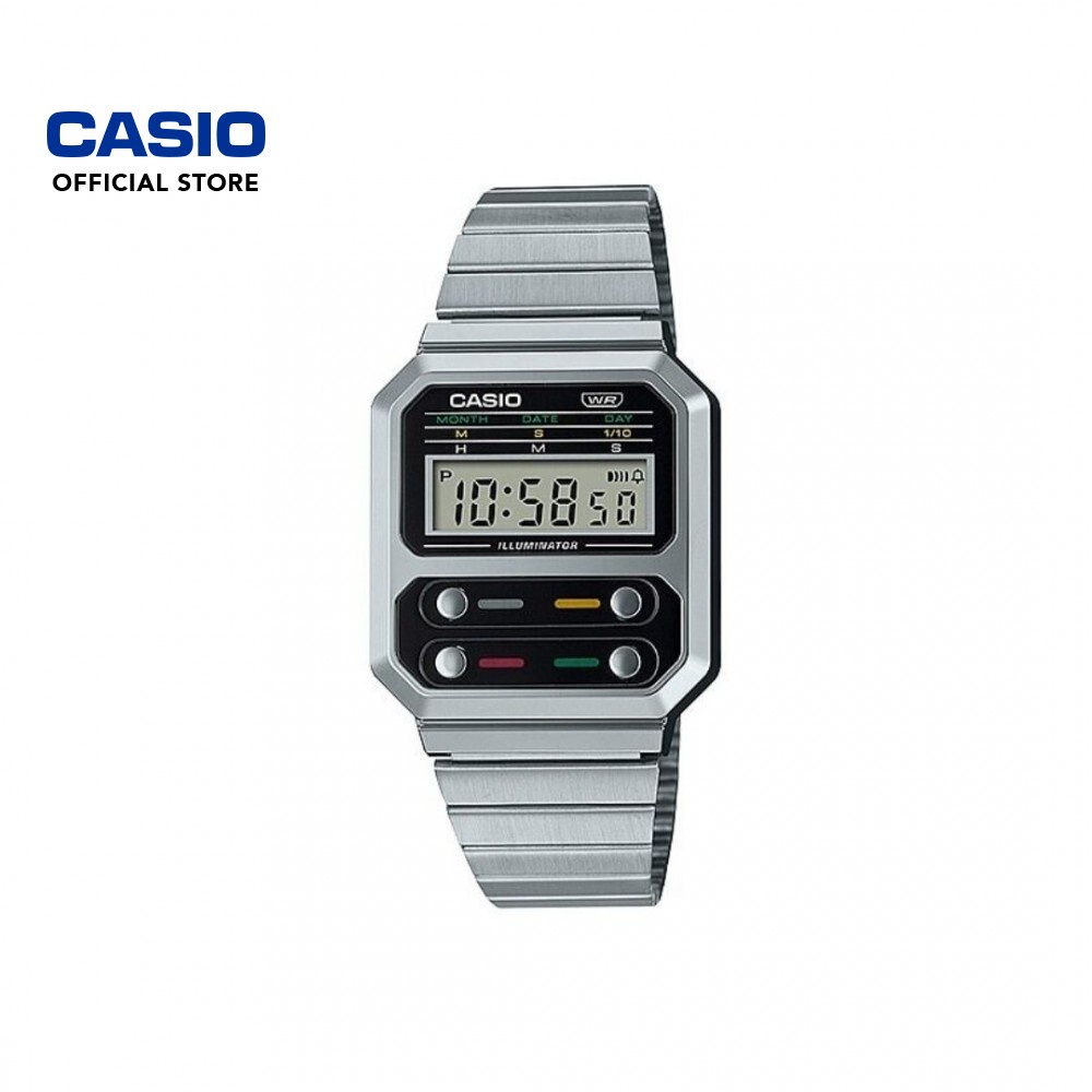 Casio Vintage A100WE-1A Silver Stainless Steel Band Men Watch / Women ...