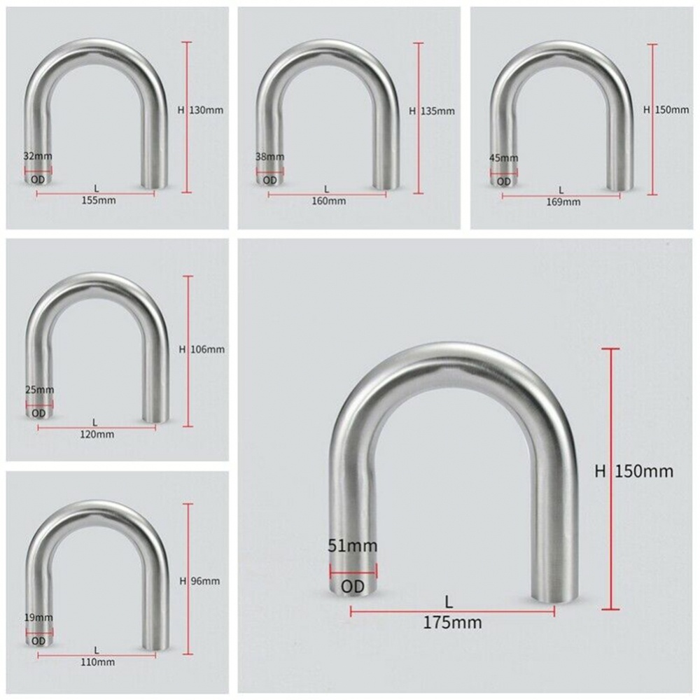 U-shaped Pipe 180 Degree Pipe Polished Exhaust Pipe Stainless Steel ...