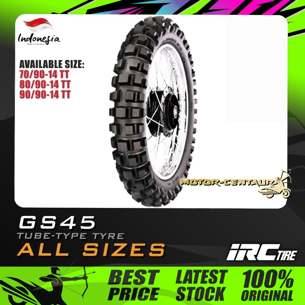 TAYAR IRC GS45 TYRE 70/90-14, 80/90-14, 90/90-14 (MOTOCROSS,OFF ROAD ...