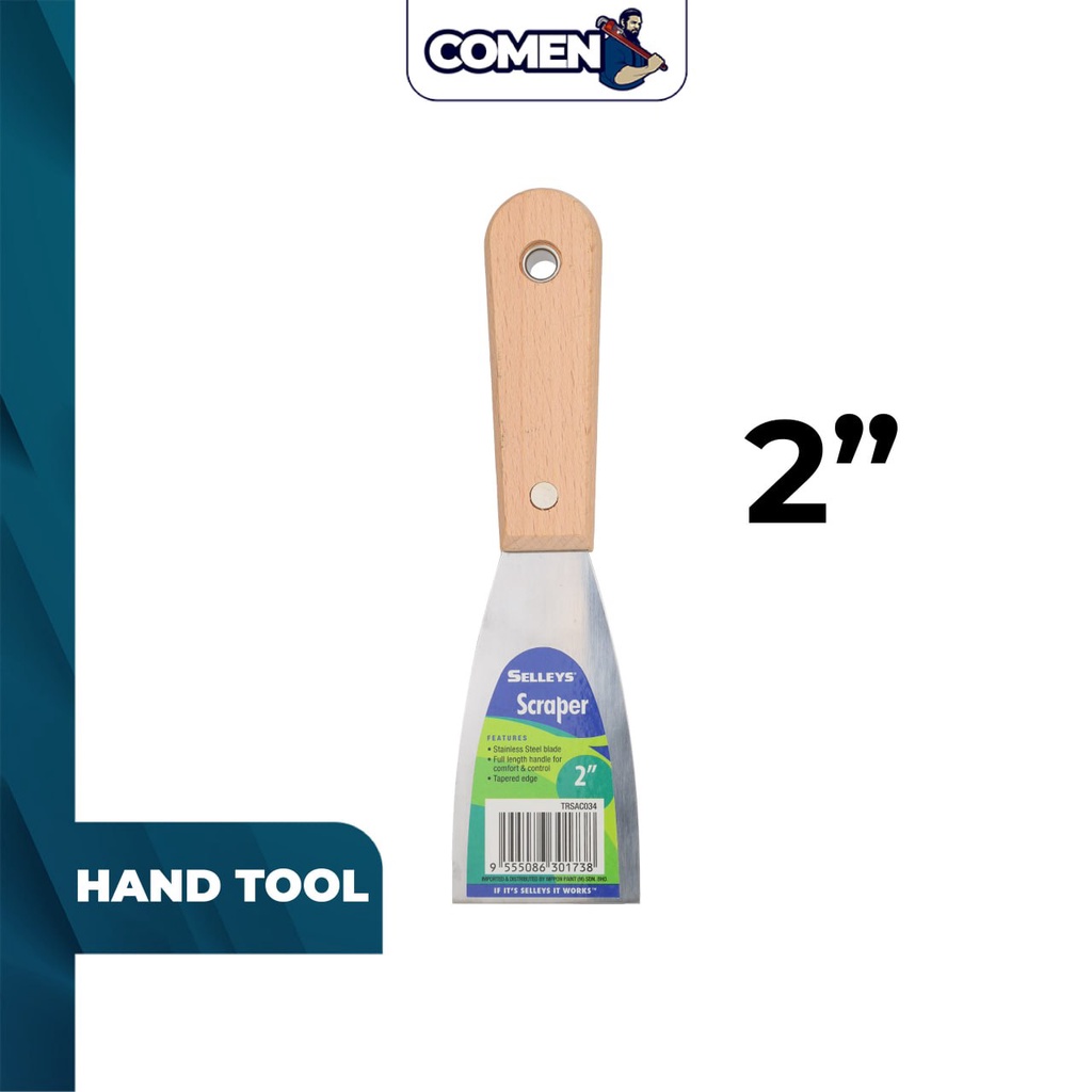 SELLEYS Wood Handle Stainless Steel Scraper 2 Inch Wall Plastering ...